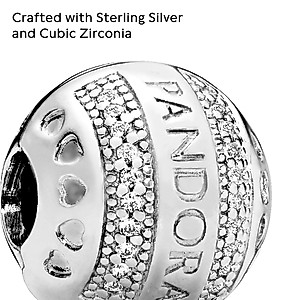 Pandora Jewelry Logo Hearts Cubic Zirconia Charm in Sterling Silver