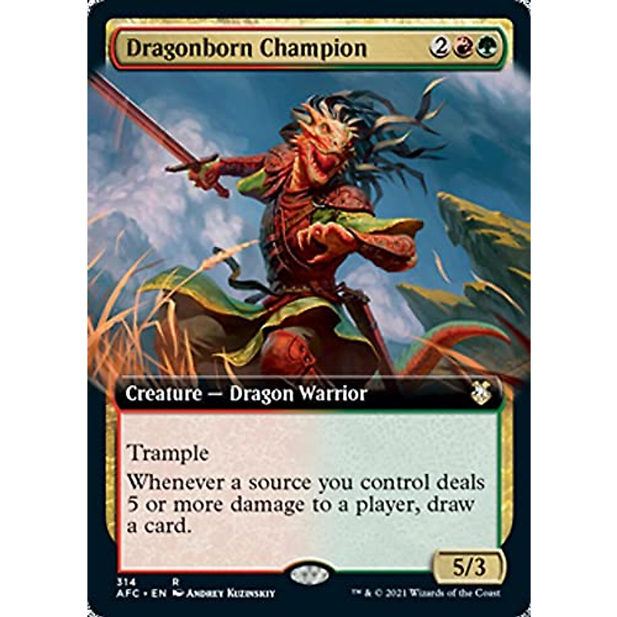 Magic: the Gathering - Dragonborn Champion (314) - Extended Art - Forgotten Realms Commander