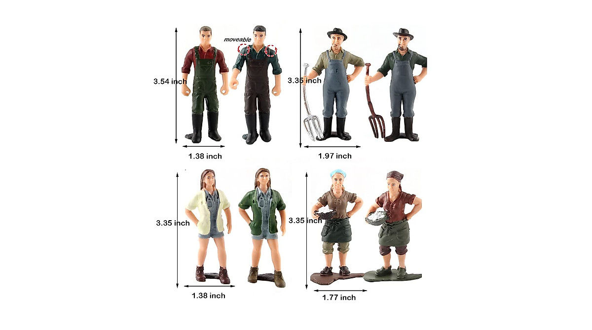 Hiawbon 26 Pcs Miniature Farmer Action Figures