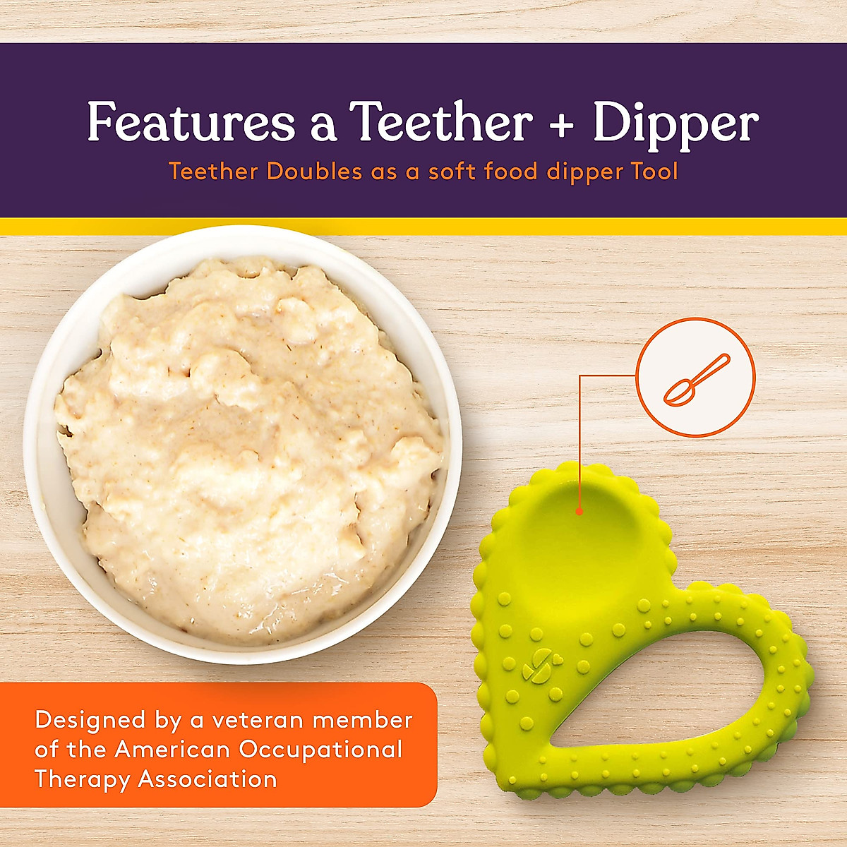 Special Supplies Teether Heart Spoon Oral Motor Therapy Tools, Textured Stimulation and Sensory Input Treatment for Babies and Toddlers, BPA Free Silicone, Dual Use Spoon Plus Teether