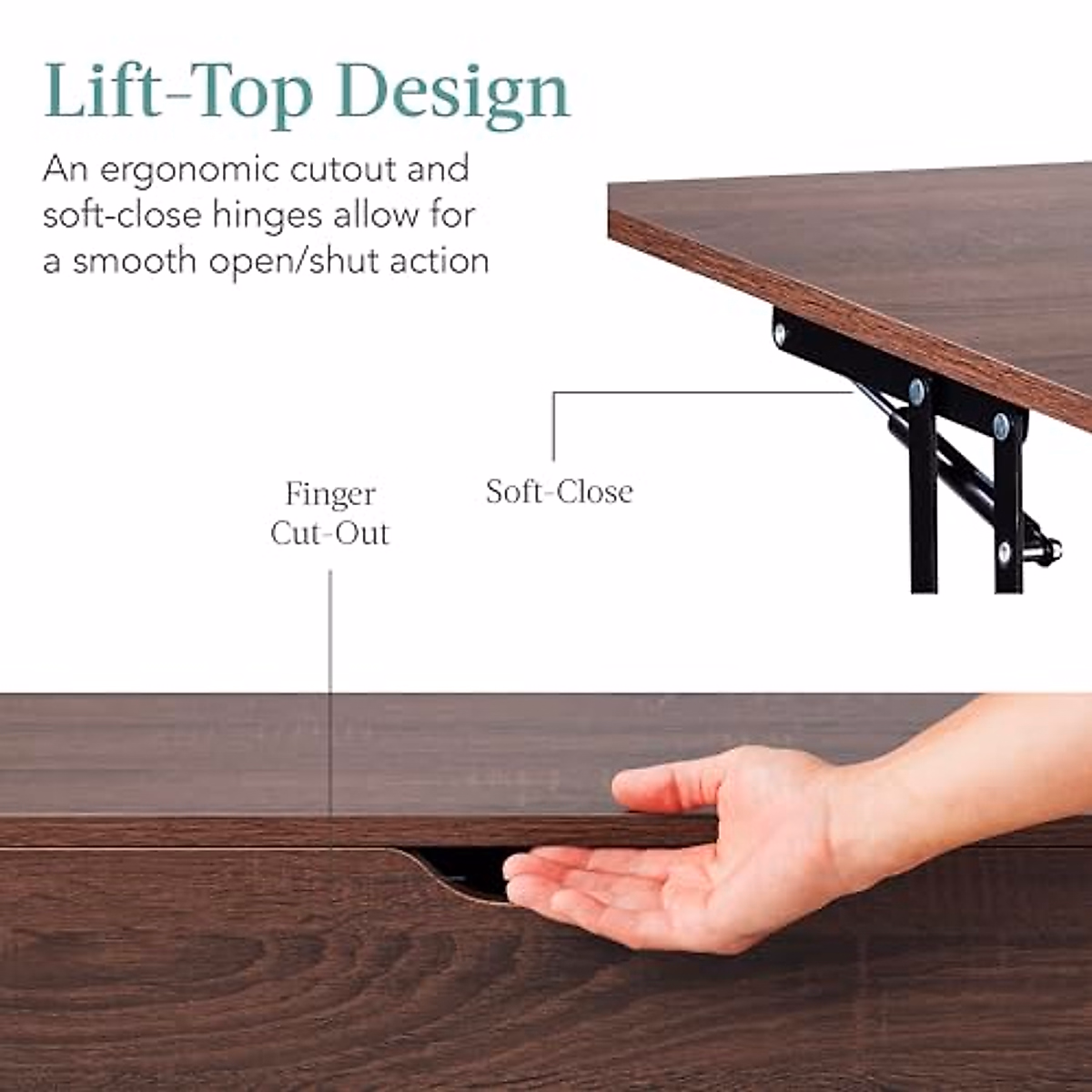 Best Choice Products Lift Top Coffee Table, Wooden Mid-Century Modern Multifunctional Accent Table for Living Room w/Hidden Storage, 2 Cubbies, Removable Shelf - Walnut