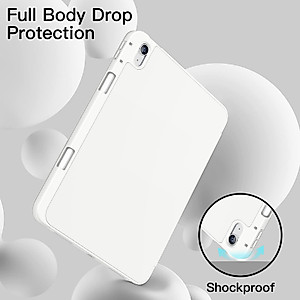 JETech Case for iPad 10 (10.9-Inch, 2022 Model, 10th Generation) with Pencil Holder, Slim Tablet Cover with Soft TPU Back, Auto Wake/Sleep (White)