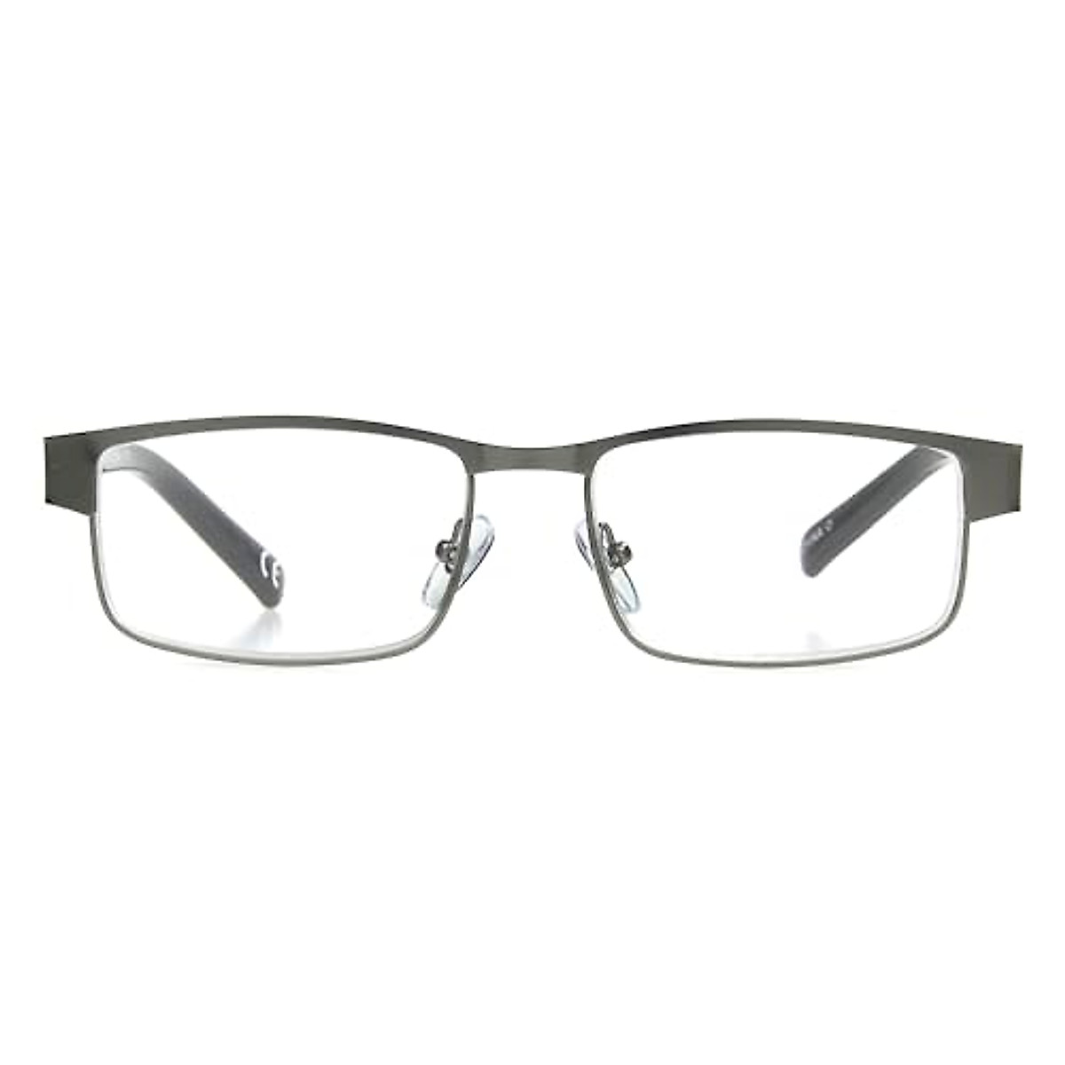 Foster Grant Men's Leo Square Reading Glasses, Gunmetal/Transparent, 59 mm + 2.5