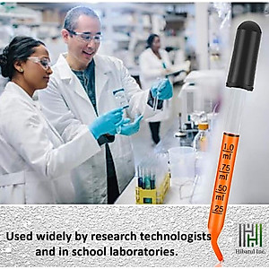 Pack of 12 Graduated 1ml, Glass Dropper with Black Suction Bulb, Medicine Eye Droppers 3" Bent Tip Calibrated for Essential Oils, Science Laboratory Medicine Art Liquid Plant Nutrients