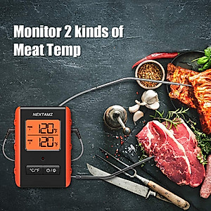 Wireless Meat Thermometer, NEXTAMZ Digital Meat Thermometer for Food Cooking and Baking, Dual Probe Food Thermometer for Oven BBQ Grill Smoker Kitchen