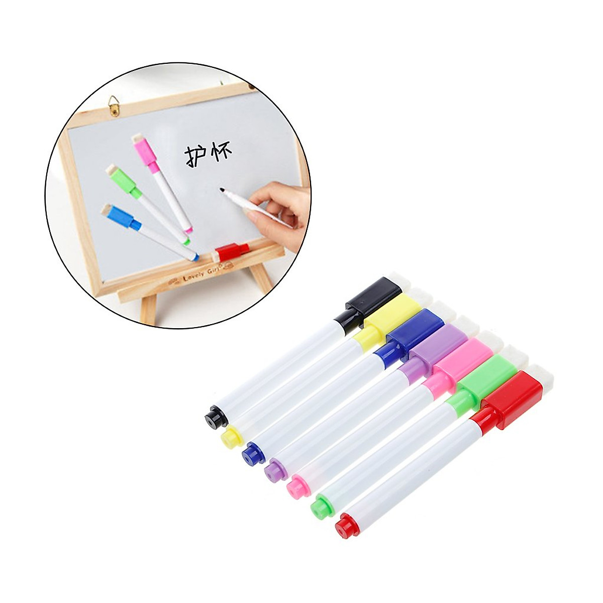 JIUYECAO 5Pcs Whiteboard Pen Erasable Dry White Board Markers Black Ink Fine Size Nip whiteboard Eraser Spray