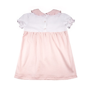 Dakomoda Baby Girls' 100% Organic Pima Cotton Dress - Pink Smocked Easter Dress Diaper Cover 9-12