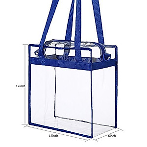BAGAIL Clear bags Stadium Approved Clear Tote Bag with Zipper Closure Crossbody Messenger Shoulder Bag with Adjustable Strap(12 Inch X 12 Inch X 6 Inch,RoyalBlue)