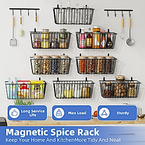 Simple Trending 8 Pack Spice Rack with 8 Hooks For Kitchen, Wall Mount Hanging Spice Organizer For Holds 192 Spice Jars,Bathroom or Pantry Door, Storage, Black