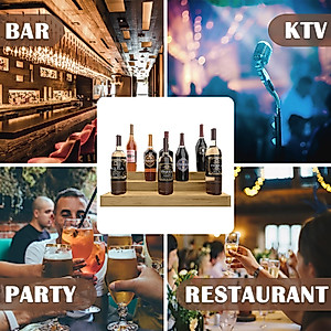 Liquor Bottle Stand - 3 Tier Liquor Bar Bottle Display Shelf, Holds 18 Bottles, Real Wood, Easy to Clean, No Installation Required - 24 Inch (Burnt Natural)