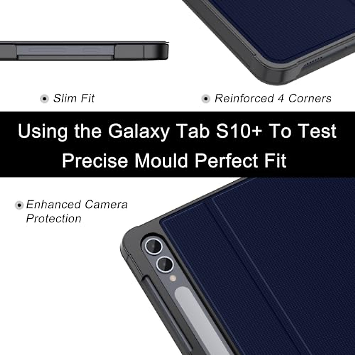 Soke Case for Samsung Galaxy Tab S10 Plus/Tab S9 Plus/S8+/S7 FE/S7+ 12.4-inch with S Pen Holder, Shockproof Stand Folio Cover for Galaxy Tablet S10 2024 12.4", Dark Blue