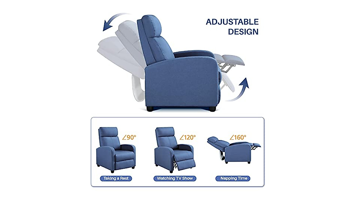 Yaheetech Light Blue Recliner Chair - Comfort for Two