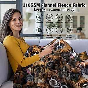 Boxer Dog Blanket,Boxer Gifts for Dog Lovers,Boxer Dog Flannel Blanket Throws for Dog Mom Dad,Soft Warm Blankets for Sofa Bed Home Decor,Gifts for Kid Teens Girls Boys Halloween Christmas,50" x 60"