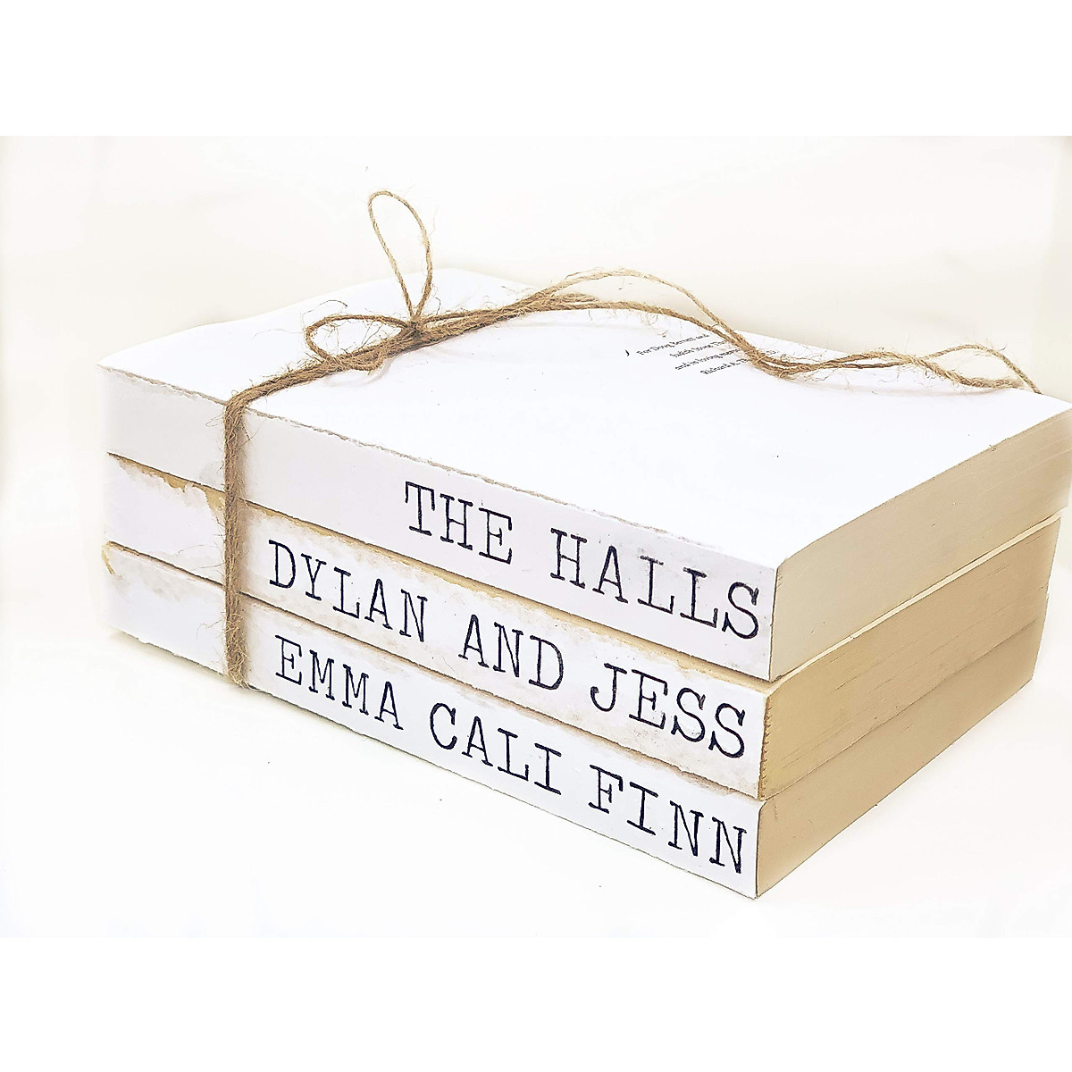 Personalized Stacked Books, Farmhouse Books, Stamped Books, Custom Book Stack, Rustic Home Decor, Stamped Book Set