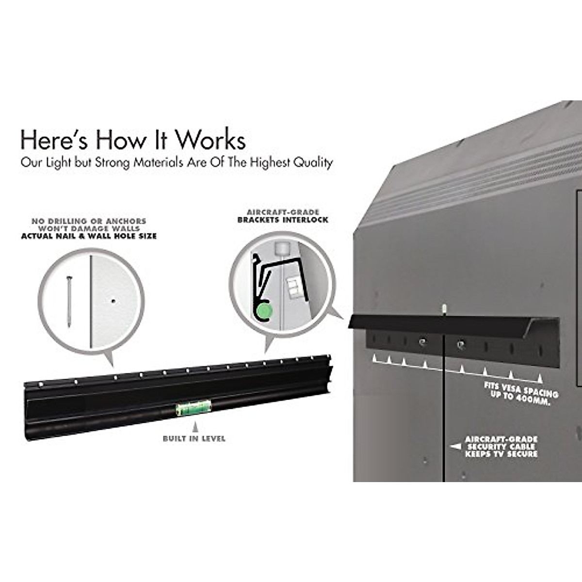 Hangman Products S-2040A No Stud TV Hanger Mount TVs up to 55-Inch