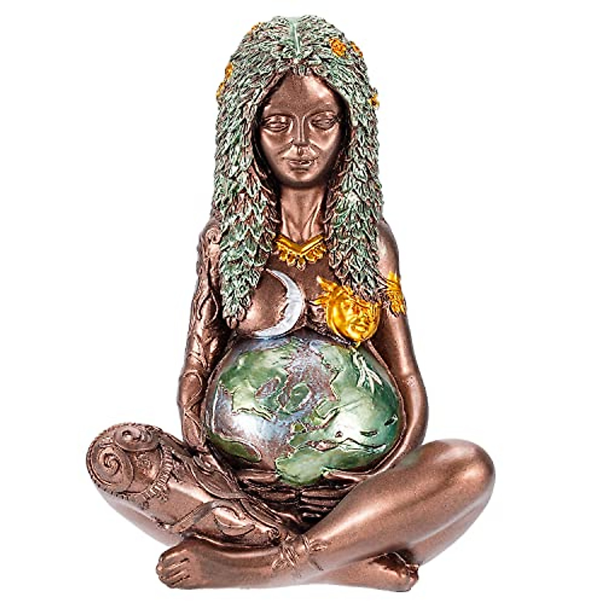JIMBON Gaia Mother Earth Statue,6inch H Nature Moon Goddess Statue,Spiritual Items Figurines Statuette Gifts for Earth Day,Mother's Day,Thanksgiving Day Gift,Modern Home Room Decor Garden Decoration