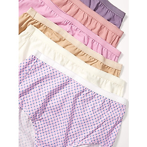 Hanes Women's Plus Just My Size Waist Cotton Underwear, High-Rise Brief, 6-Pack (Colors May Vary), Solid/Print Mix, 14