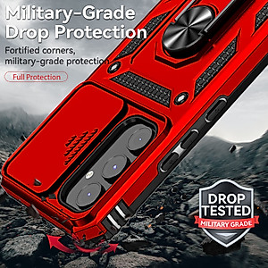 for Galaxy A54 5G Phone Case,with Screen Protectors and Camera Cover,[Military Grade] 16ft.Drop Tested Cover with Magnetic Kickstand Protective Case for Galaxy A54 5G, Red