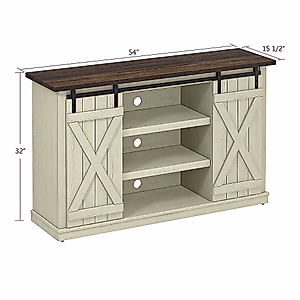 Pamari Wrangler Sliding Barn Door TV Stand, Off-White