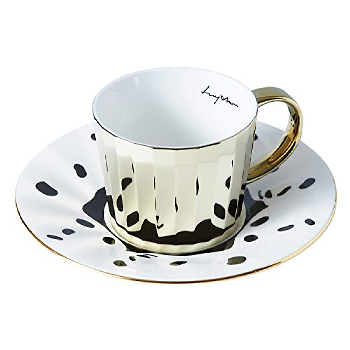 Luycho] Angled Mirror Cup & Saucer_Panda Dalmatian_11oz
