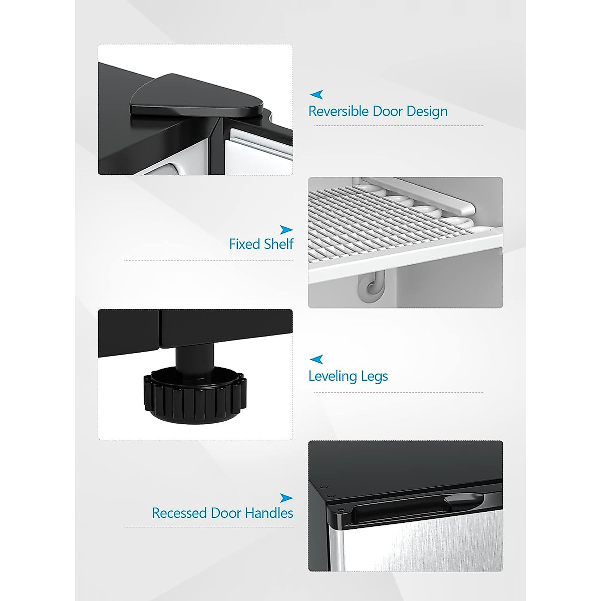 NAFORT Compact Upright Freezer 3.0 Cu. Ft. with Stainless Steel Single Door, Mini Freezing Machine with Reversible Door, 7 Grade Adjustable Thermostat for Home Office