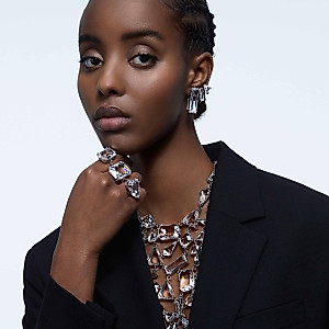 SWAROVSKI Mesmera Ring, Large Clear Crystal with a Rhodium Finish Setting, Size 8, Part of The Mesmera Collection