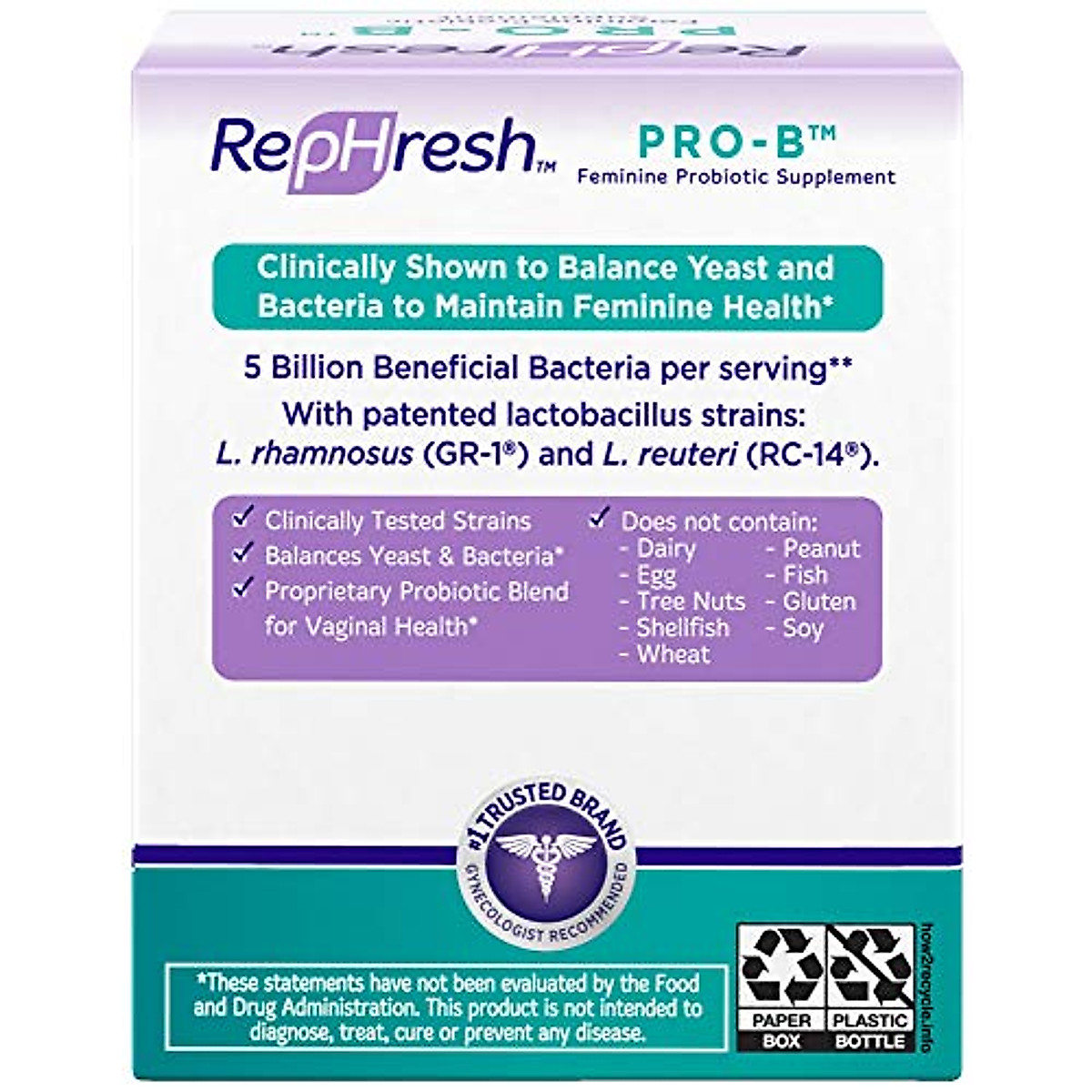 RepHresh Pro-B Probiotic Supplement for Women, 30 Oral Capsules