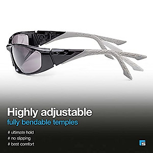 SolidWork Safety Glasses Clear Lens with Side Shields, Anti Fog, Anti Scratch, Anti-Glare, Protective Eyewear for Men & Women (Black Lenses)