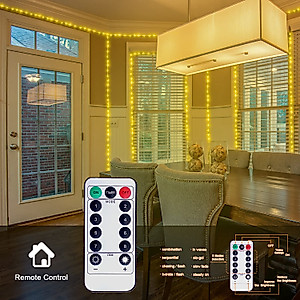 LED Rope Lights Outdoor, 98.4Ft/300 LEDs Dimmble String Lights Rope Lights with Remote and Timer, IP65 Waterproof Fairy String Lights Battery Powered for Home Garden Christmas Tree Patio (Warm White)