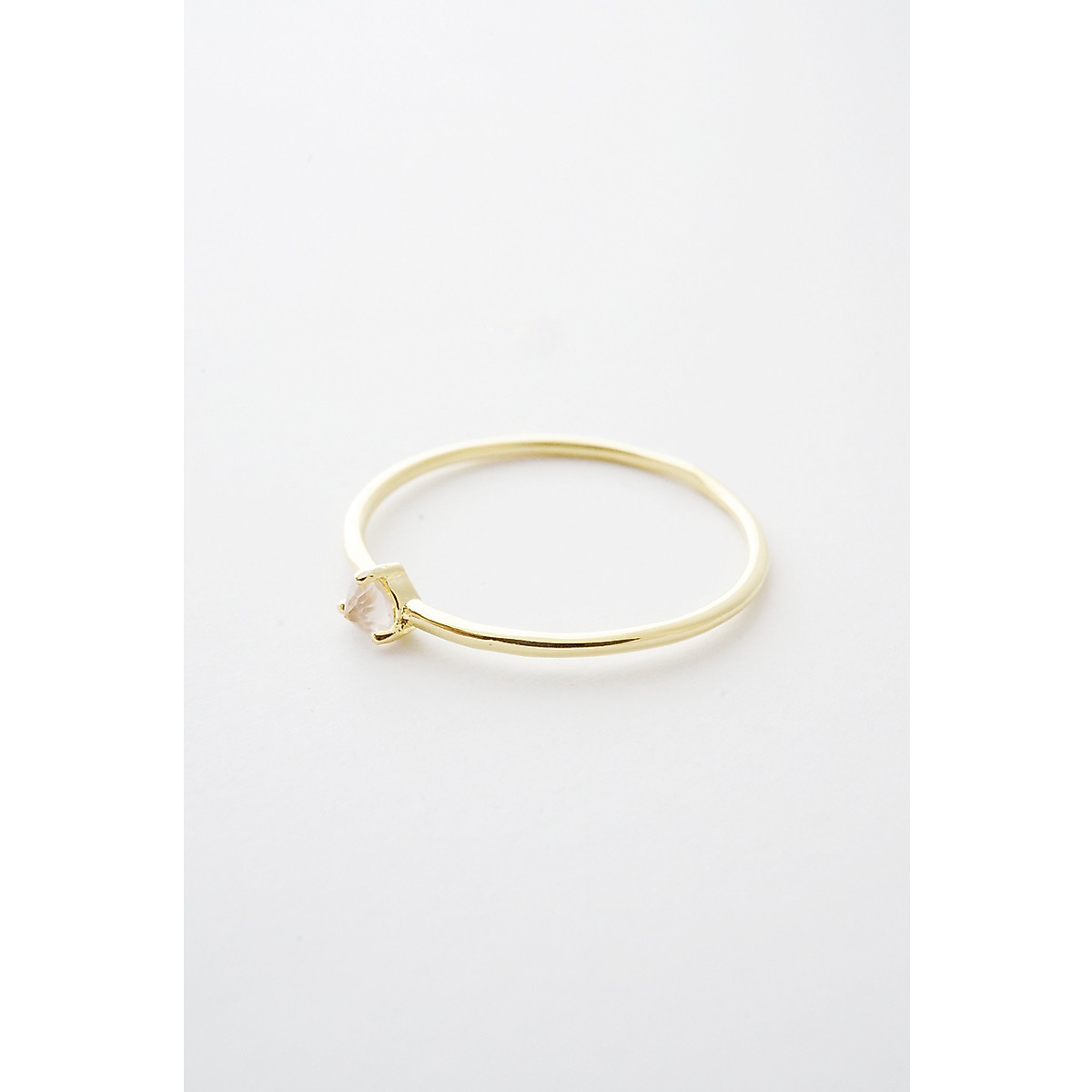 Honeycat Rose Quartz Crystal Point Ring in 18k Gold Plate | Minimalist, Delicate Jewelry (Gold 5)
