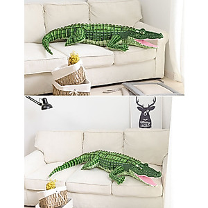 MMTTAO Alligator Plush Toy Realistic Crocodile Stuffed Animal 39 Inch Jumbo Animal Stuffed Soft Plushies Cute Dolls Collection Huggable Throw Pillow Cushion Gift for Kids Children Boys Girls, 39Inches