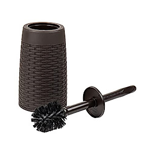 Mind Reader Basket Collection, Round Wastepaper Basket and Toilet Brush Set, Premium Wicker Design, 2 Piece Set, Swivel Lid Bin is 8.75"W x 11.25"H, Brush is 15.25"H, 8.75"L x 8.75"W x 11.25"H, Brown