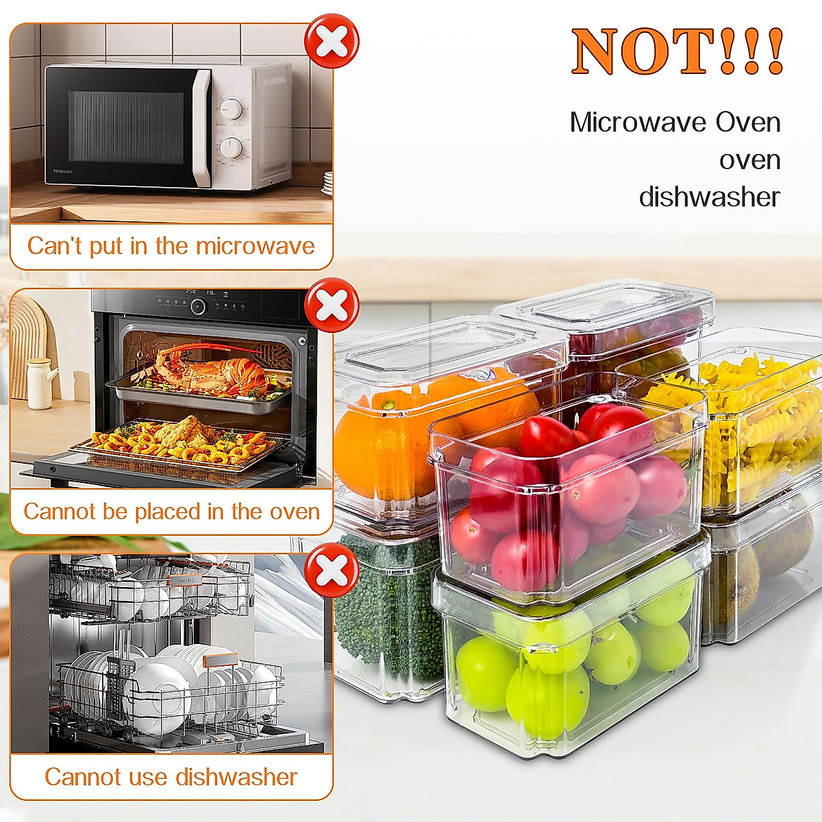 zvopvo Fridge Organizer, Stackable Refrigerator Organizer Bins with Lids, BPA-Free Produce Fruit Storage Containers for Storage Clear for Kitchen, Vegetable Storage [10-Pack]