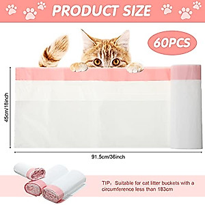 Thenshop 60 Count Litter Box Liners 36'' x 18'' Jumbo Cat Pan Liners Drawstring Cat Supplies Extra Large Disposable Cat Litter Bags Cat Box Liners for Trash Waste Easy Cleaning Litterbox Tidy()
