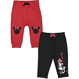 Disney Minnie Mouse Infant Baby Girls 2 Pack Pants Black/Red 3-6 Months