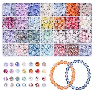 Kestbon 8mm Glass Beads for Jewelry Making Kit, 700pcs 28 Colors Glass Beads for Bracelets Making Kit, Jewelry Beads for Crafts, DIY Gemstone Bracelet Beads, Round Beads for Bracelets Making Beginners