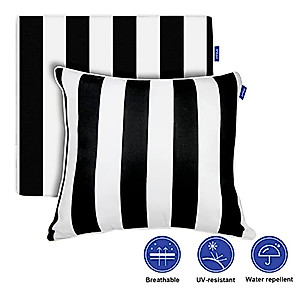 INFBLUE Deep Seating Chair Cushion Outdoor Patio Seat and Back Cushion for Outdoor Furniture Water Repellent Set 24 x 24 inches (Black Stripes)
