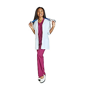 Reina ST2664 Stretch 30 inch Length White lab Coat with 3/4 Sleeves (L)