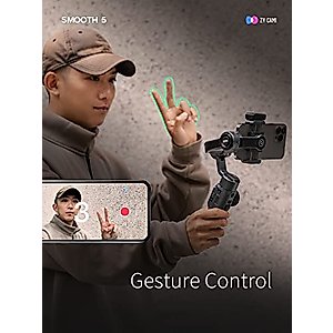 Zhiyun Smooth 5 Combo Phone Gimbal, 3-Axis Handheld Smartphone Stabilizer with Grip Tripod, Magnetic Fill Light, AI Face Tracking for iPhone Android FiLMiC Pro