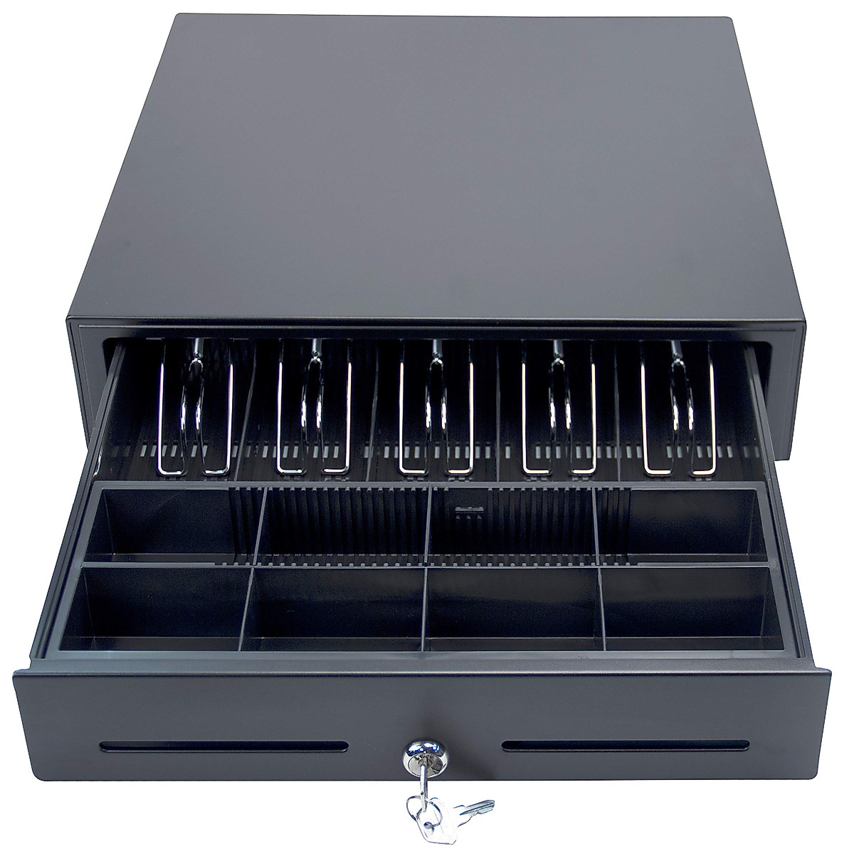 Star Micronics TSP143IIIU Bundle - USB Thermal Receipt Printer with 16" x 16" 5 Bill / 8 Coin Value Series Cash Drawer Featuring 2 Media Slots - Gray/Black