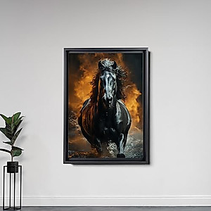 Majestic Black Stallion Galloping In The Clouds, Black Horse On Salt Flats, Canvas Print, Black Horse Print, Black Horse Wall Art, Decor Canvas, Art Print