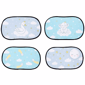 Okuna Outpost Car Sun Shade for Baby, 4 Cloud Designs with Carrying Bag (20x12 in, 4 Pack)