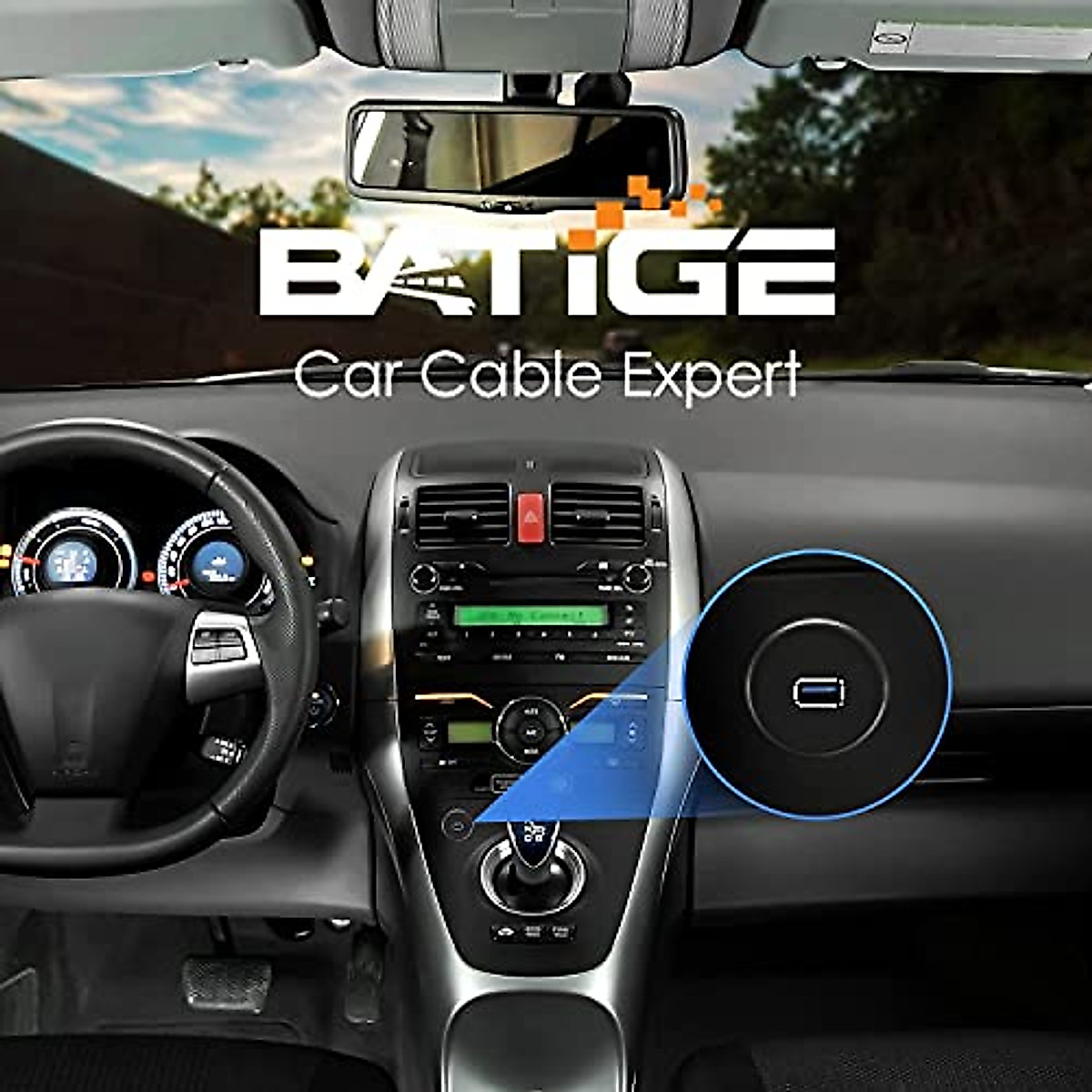 BATIGE Single Port USB 3.0 Male to Female AUX Car Mount Flush Cable Waterproof Extension for Car Truck Boat Motorcycle Dashboard Panel - 3ft