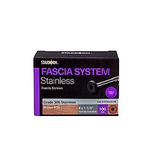 Headcote Stainless Steel Fascia Screws for Deck Installation 9 X 1-7/8" Torx Brown 100 Pieces