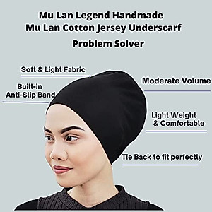 Silk Story Handmade Hijab Volumizer Cap Turban Under Scarf Bonnet Shawl Chemo Hair Head Cover Cotton, Black, Free Size