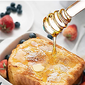 DOKIMIYA Honey Pot Glass Honey Dispenser Jar with Dipper and Lid Cover for Home Kitchen, Clear, 14 Ounces