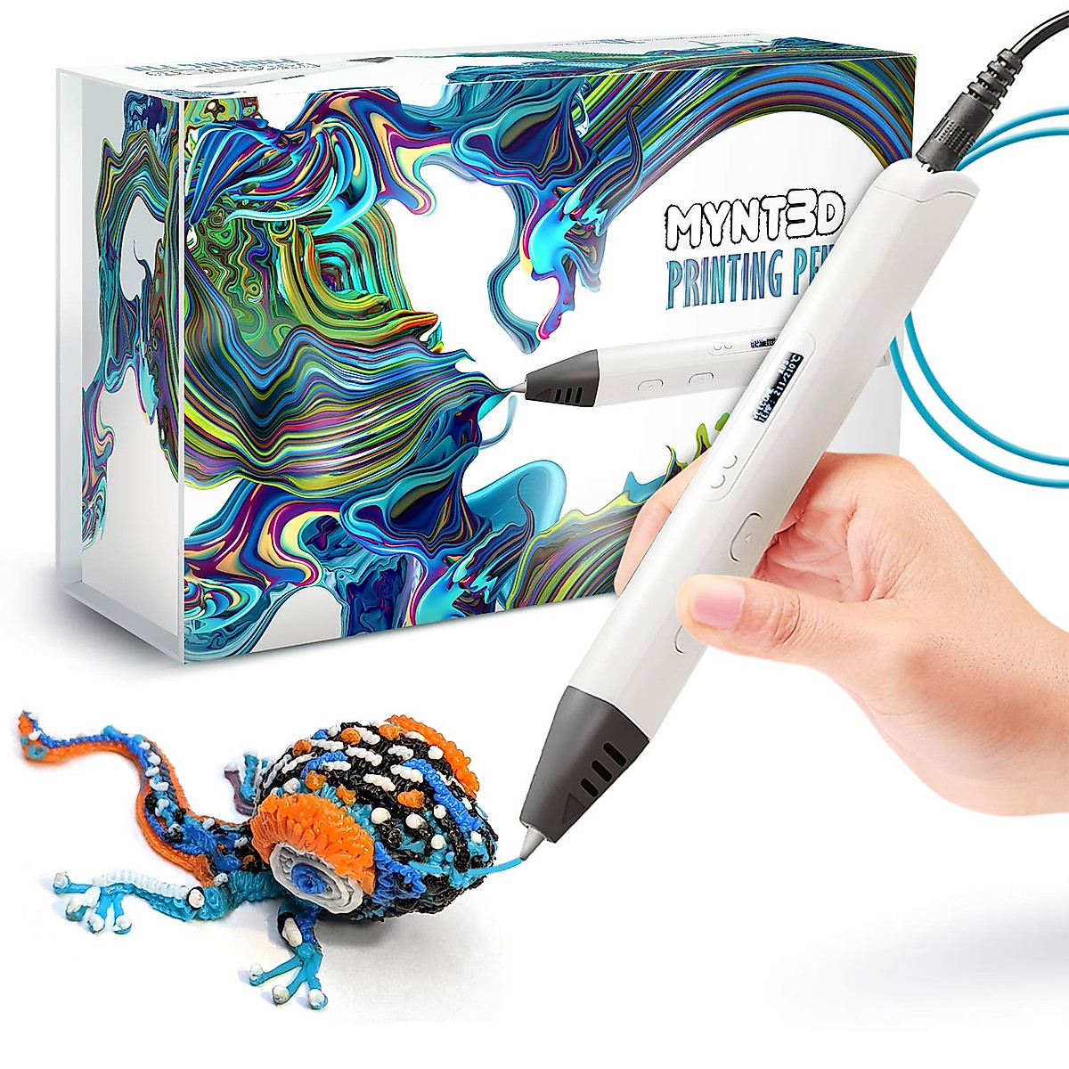 MYNT3D Professional Printing 3D Pen with OLED Display & 3D Pen Mat Kit, DesignPad + FreePad,Black