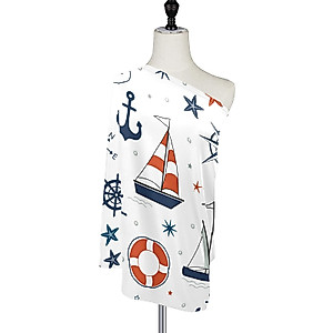 Nursing Cover Breastfeeding Scarf Sailboat Anchor Nautical- Baby Car Seat Covers, Stroller Cover, Carseat Canopy(8ya7h)
