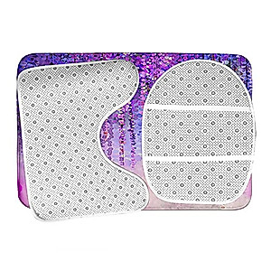 Wondertify Flowers Bathroom Antiskid Pad Spring Purple Flowers Wisteria Blossom Blurred Bokeh 3 Pieces Bathroom Rugs Set, Bath Mat+Contour+Toilet Lid Cover Violet Color