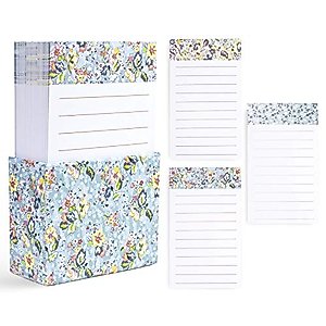 Vera Bradley Tab Notes with 90 Double Sided Lined Sheets for Daily Planner, Loose Paper Pad with Decorative Storage Box, Floating Garden